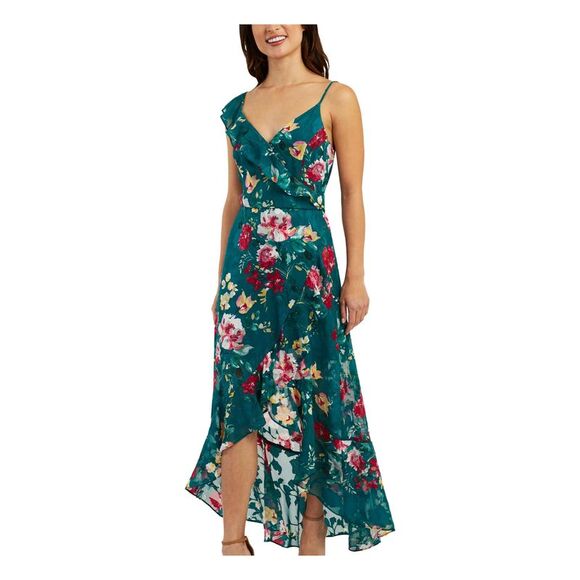BCX | Dresses | Bcx Dress Womens Green Adjustable Lined Tie Spaghetti ...